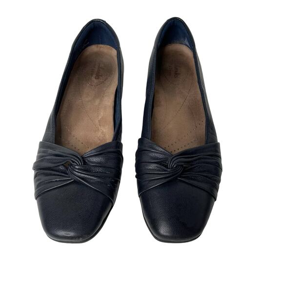 Clarks | Shoes | Clarks Flats Ballet Slip On Comfort Twisted Knot Navy ...